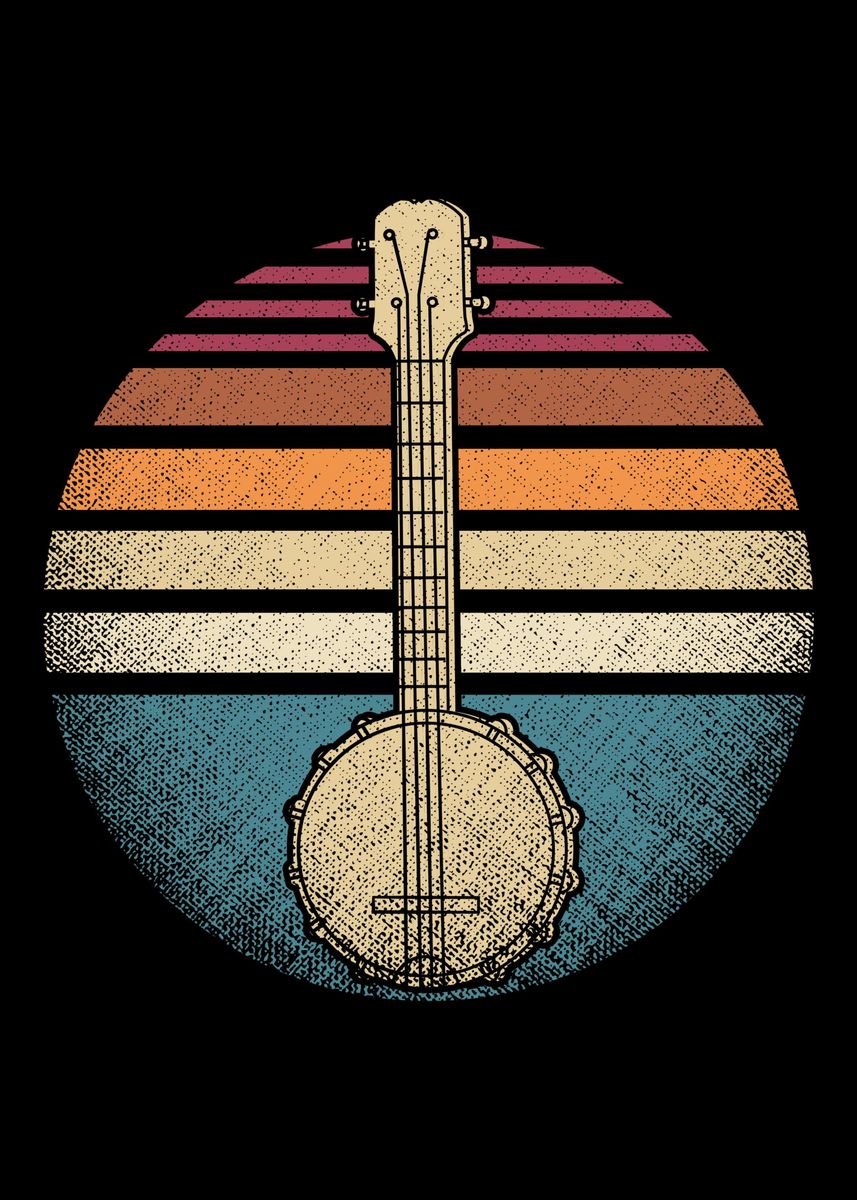 'Banjo Player Retro' Poster, picture, metal print, paint by Cooldruck ...