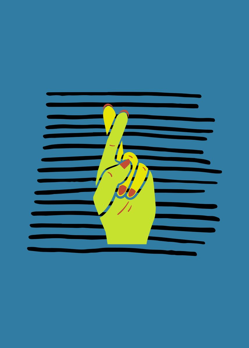 'HOPE fingers crossed' Poster, picture, metal print, paint by ...