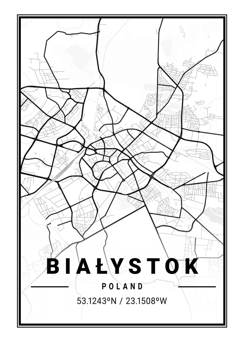 'Bialystok Light City Map' Poster, picture, metal print, paint by Tien ...