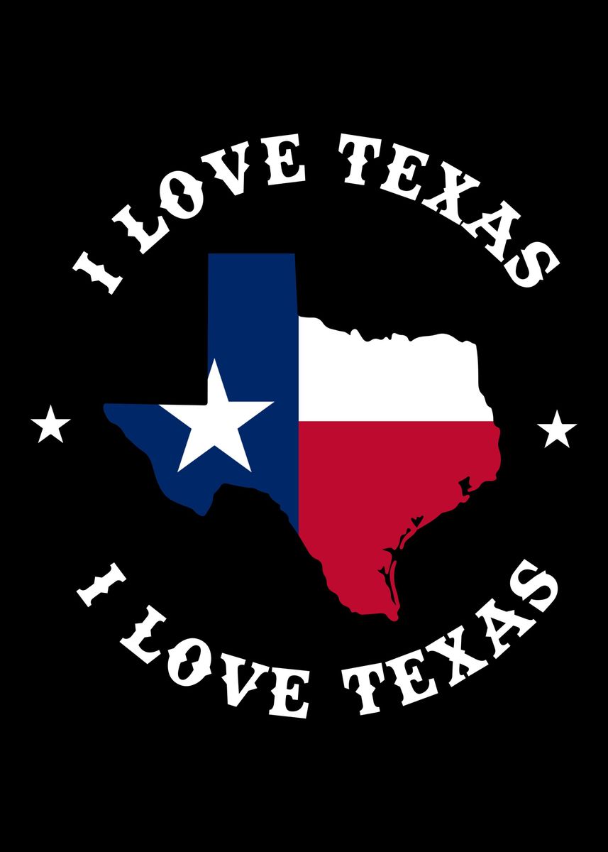 'Love Texas' Poster, picture, metal print, paint by Cooldruck | Displate
