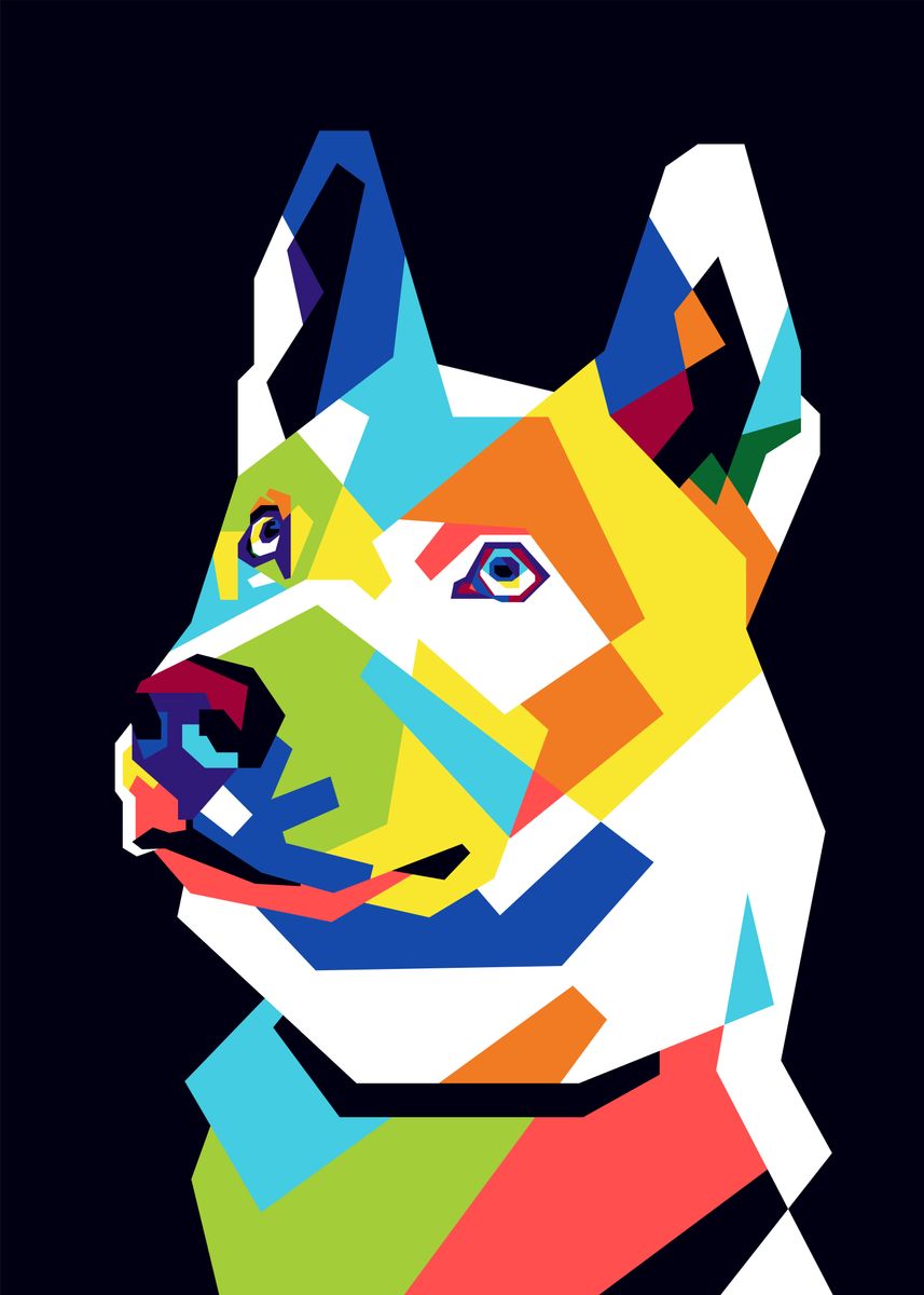 'Colorful Dog Illustration' Poster, picture, metal print, paint by ...