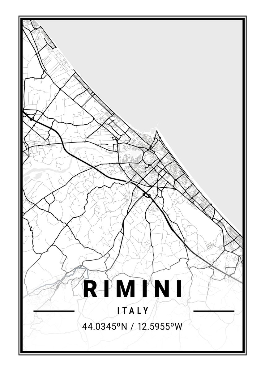 'Rimini Light City Map' Poster by Tien Stencil | Displate