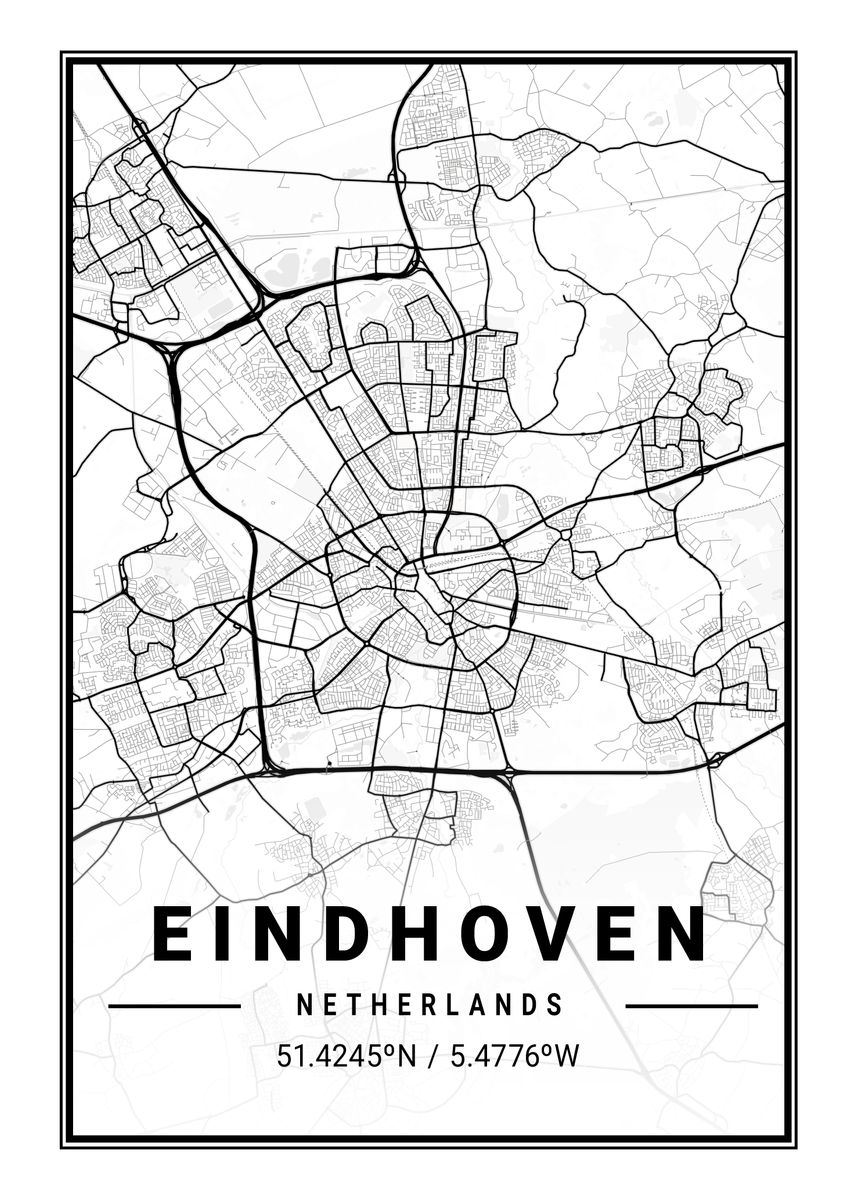 'Eindhoven Light City Map' Poster, picture, metal print, paint by Tien ...