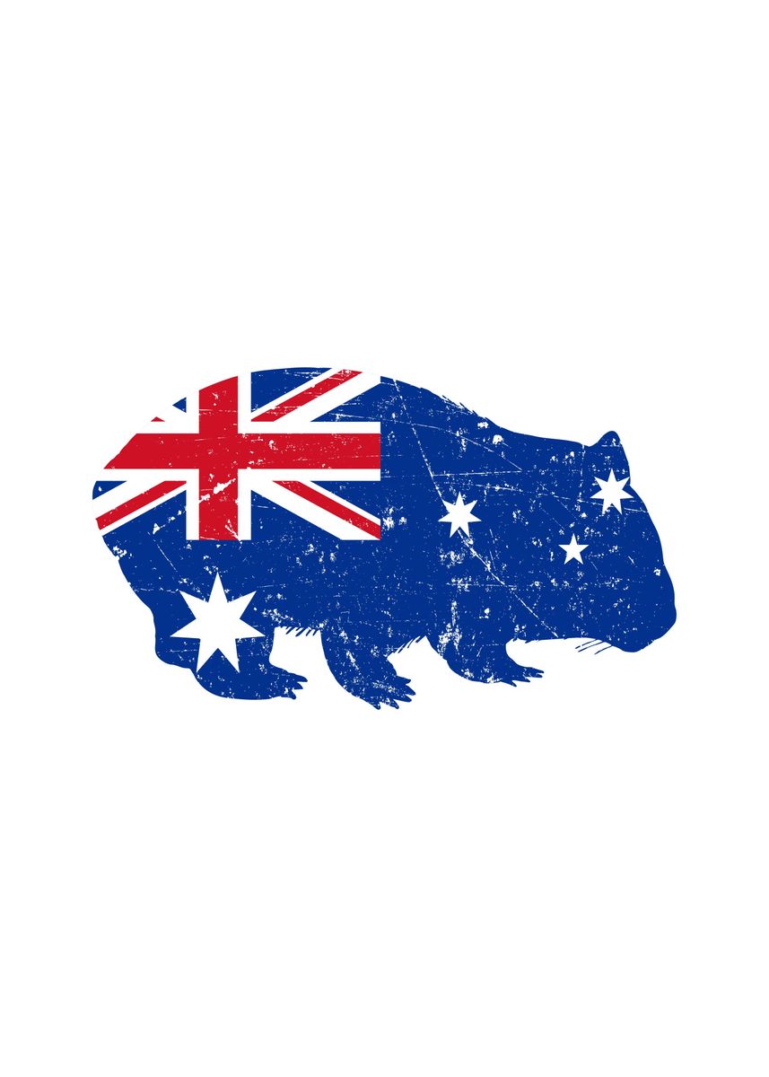 'Wombat Australian Flag' Poster by ninarts | Displate