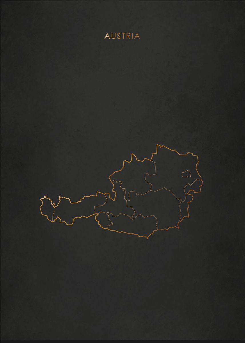 'Gold Austria Map' Poster by Alo | Displate