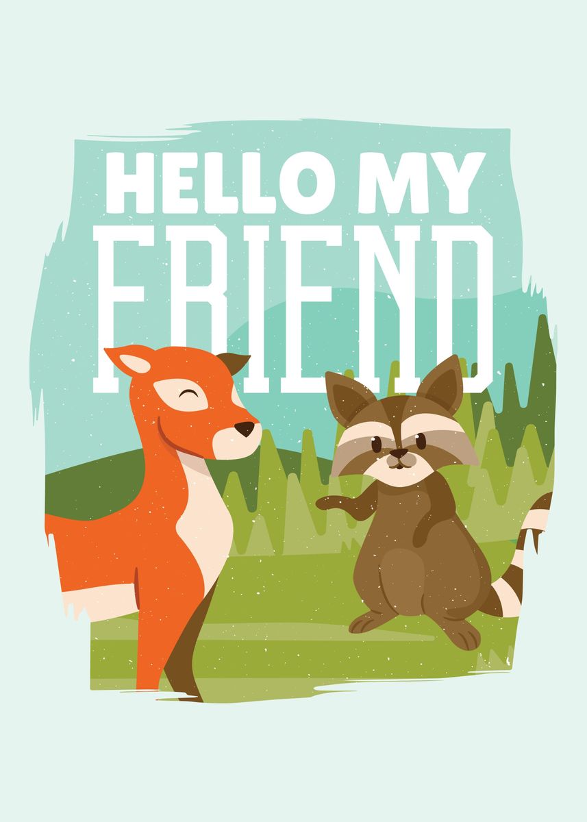 'Roe deer raccoon friends' Poster by Bombdesign | Displate