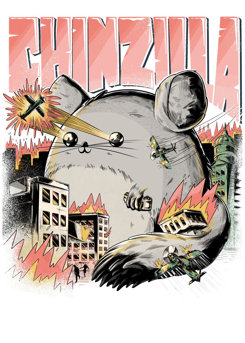 'CHINZILLA Funny Chinchilla' Poster, picture, metal print, paint by ...