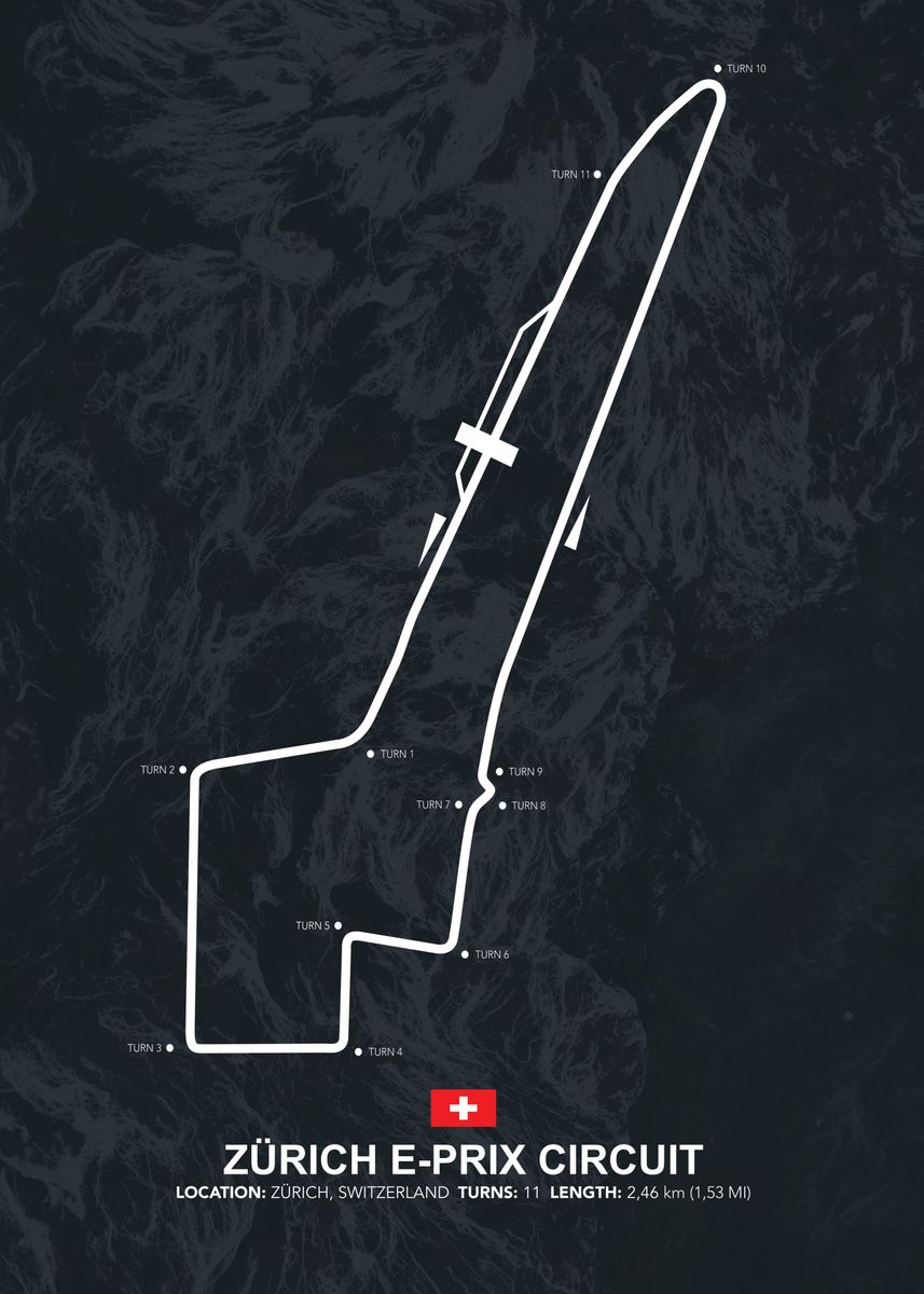 'Zuerich Formula E Circuit ' Poster by Mapsters | Displate