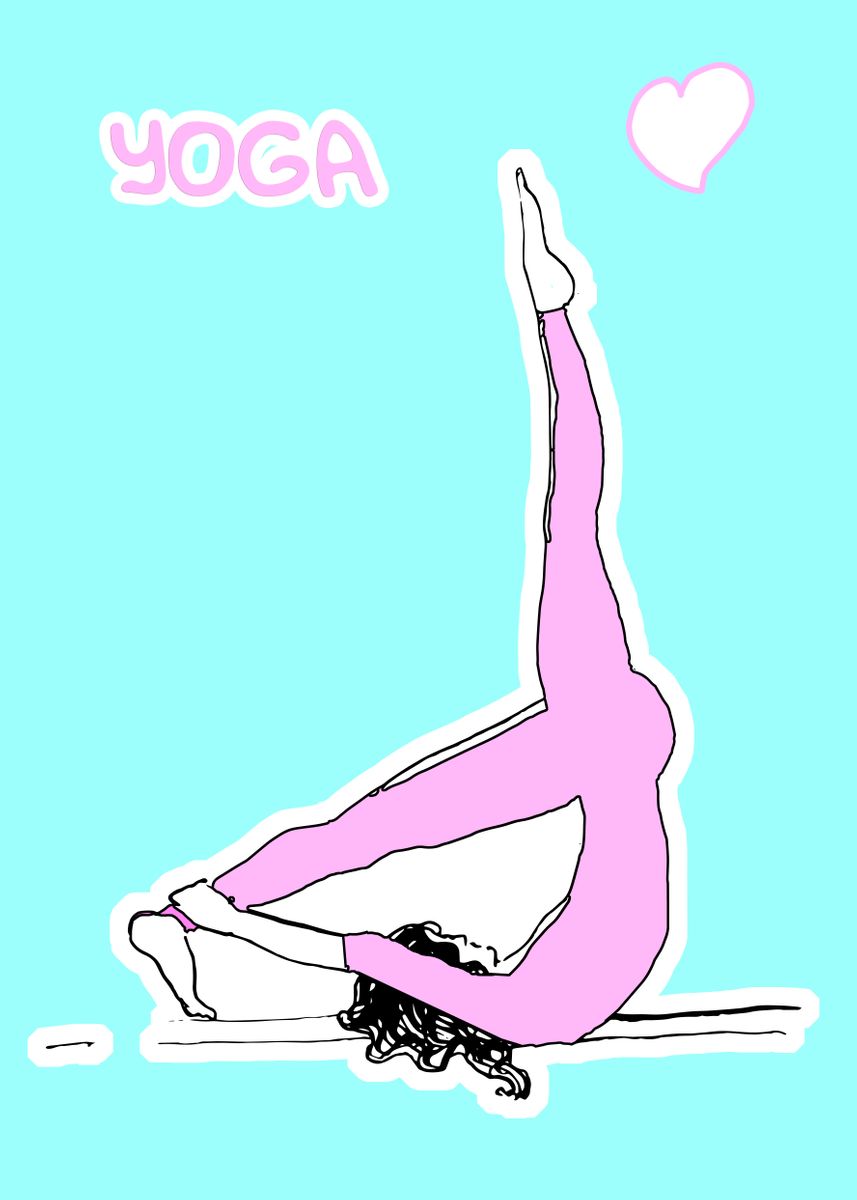 'Cute yoga in mint color' Poster, picture, metal print, paint by ...