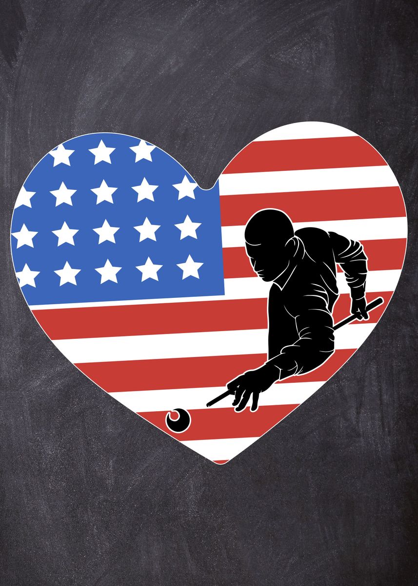 'USA Flag Pool Billiards' Poster, picture, metal print, paint by Biglui ...