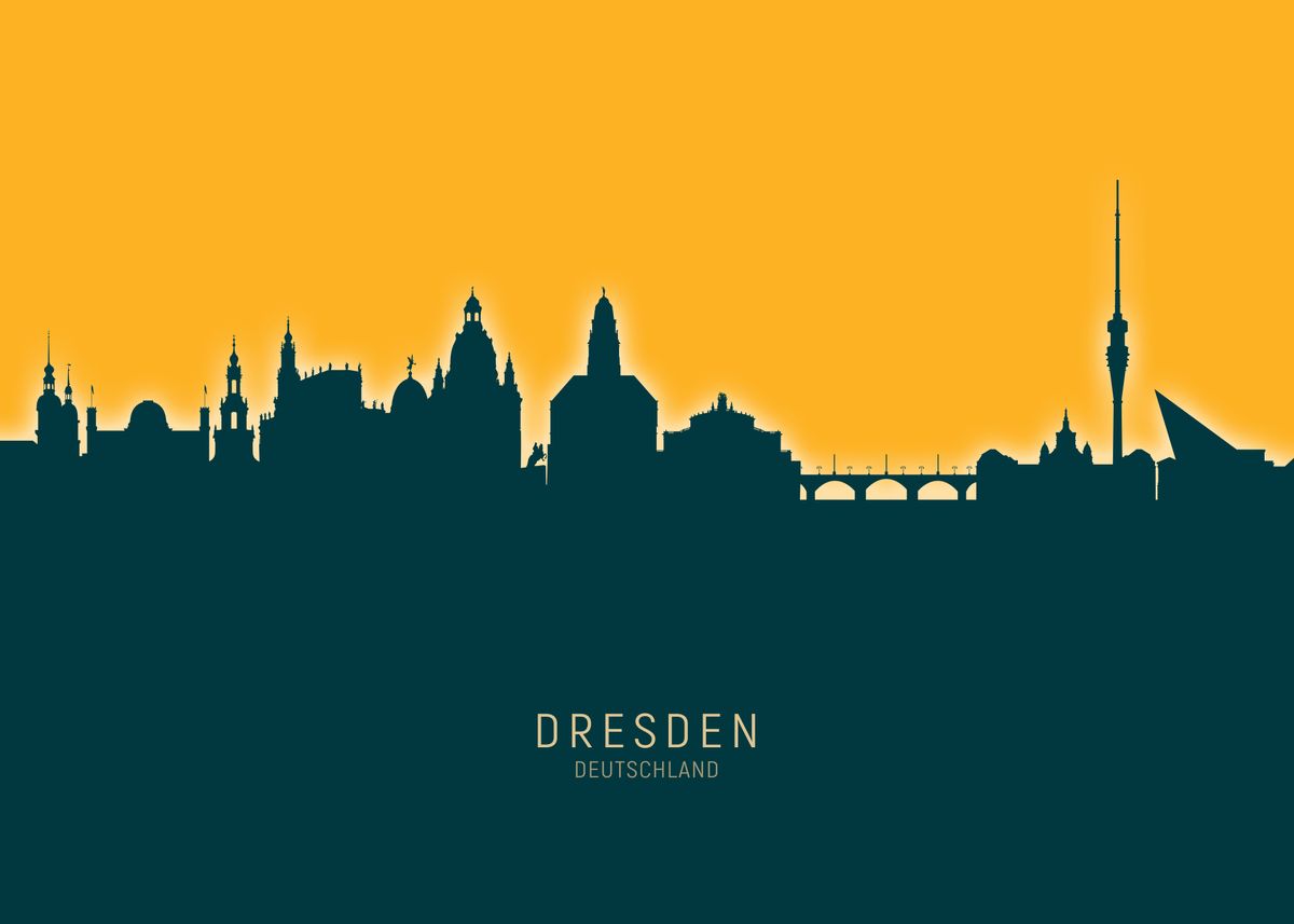'Dresden Skyline' Poster by Michael Tompsett | Displate