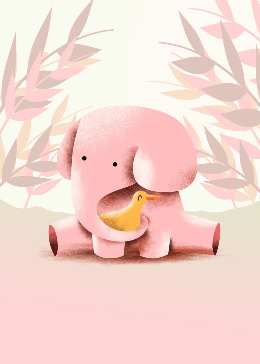 'Elephant and Duck' Poster, picture, metal print, paint by Artsigma ...