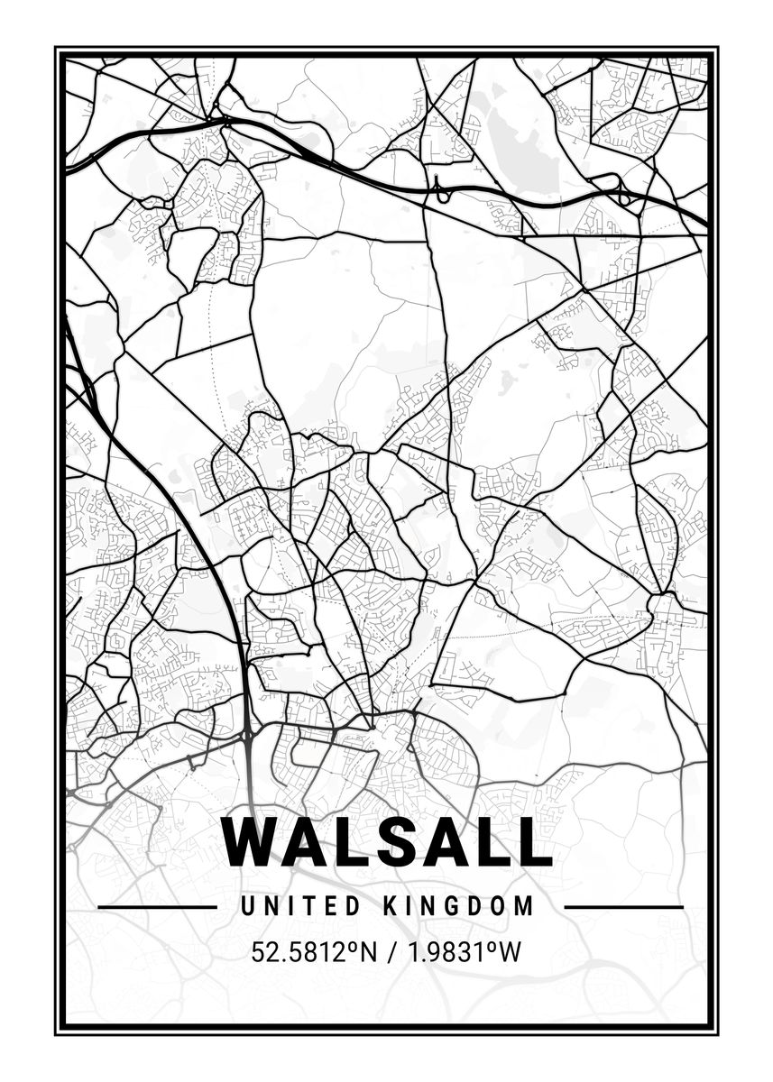'Walsall Light City Map' Poster, picture, metal print, paint by Tien ...