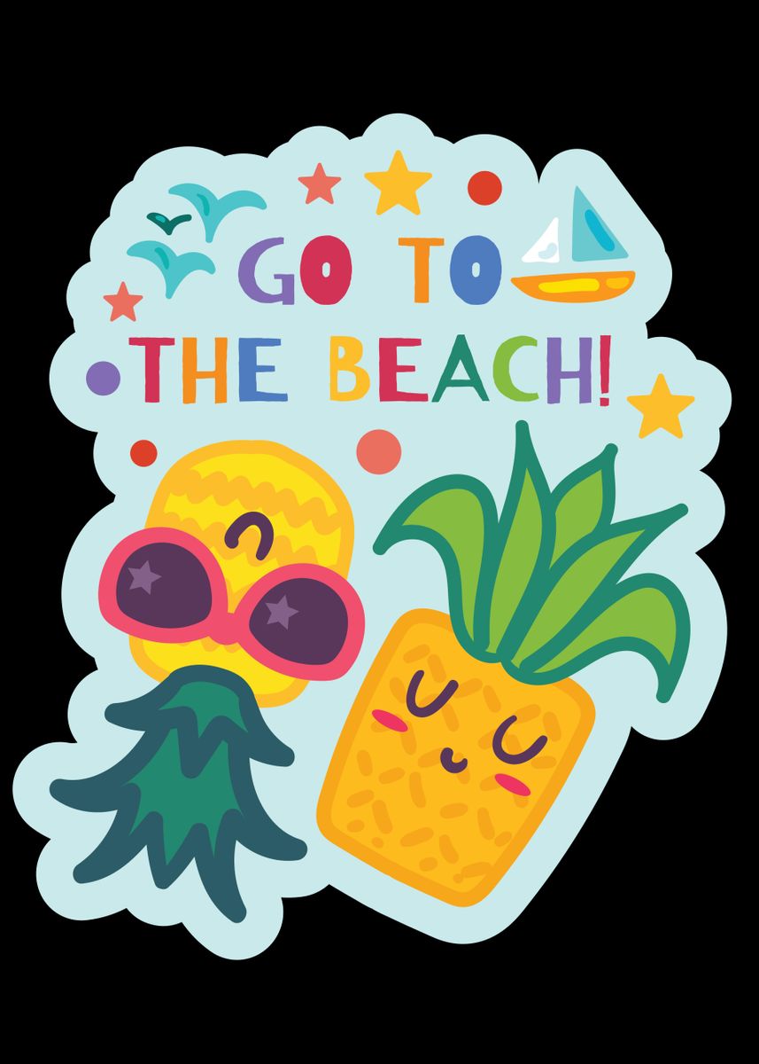 'Pineapple Summer Beach' Poster, picture, metal print, paint by ZS C O ...