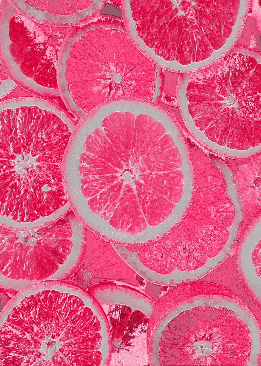 'Metallic Lemon Pink Decor' Poster, picture, metal print, paint by ...