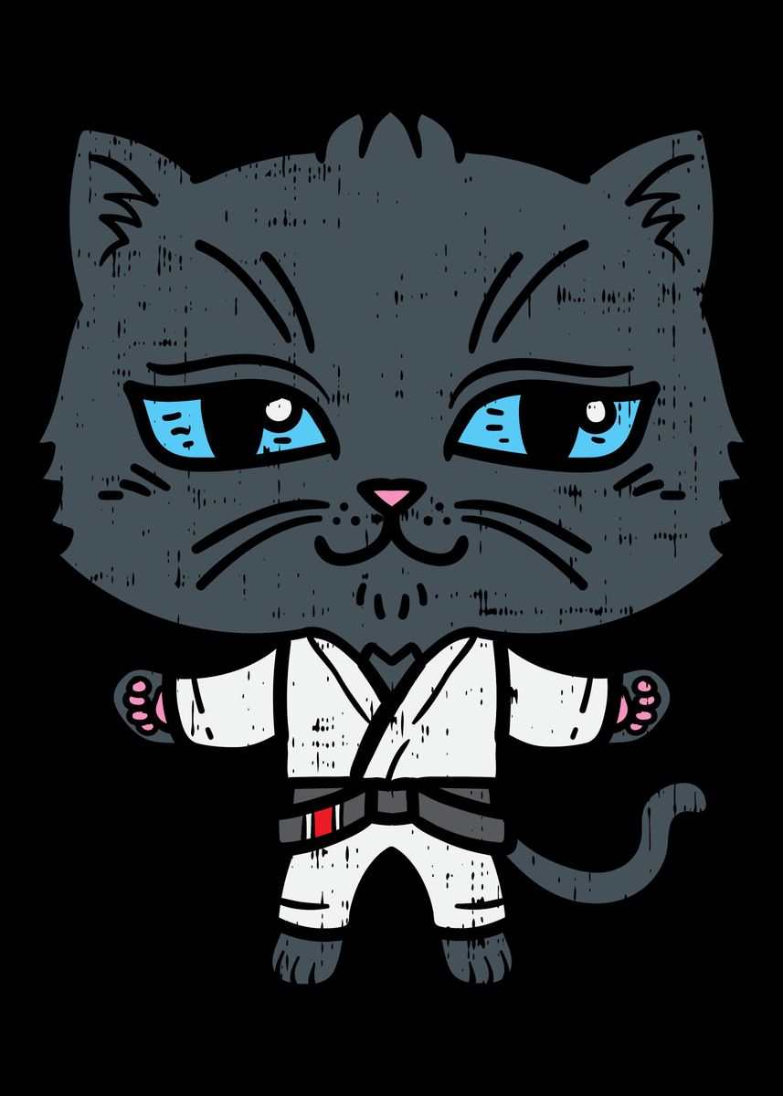 'Kawaii Cat in BJJ Uniform' Poster, picture, metal print, paint by Uwe ...