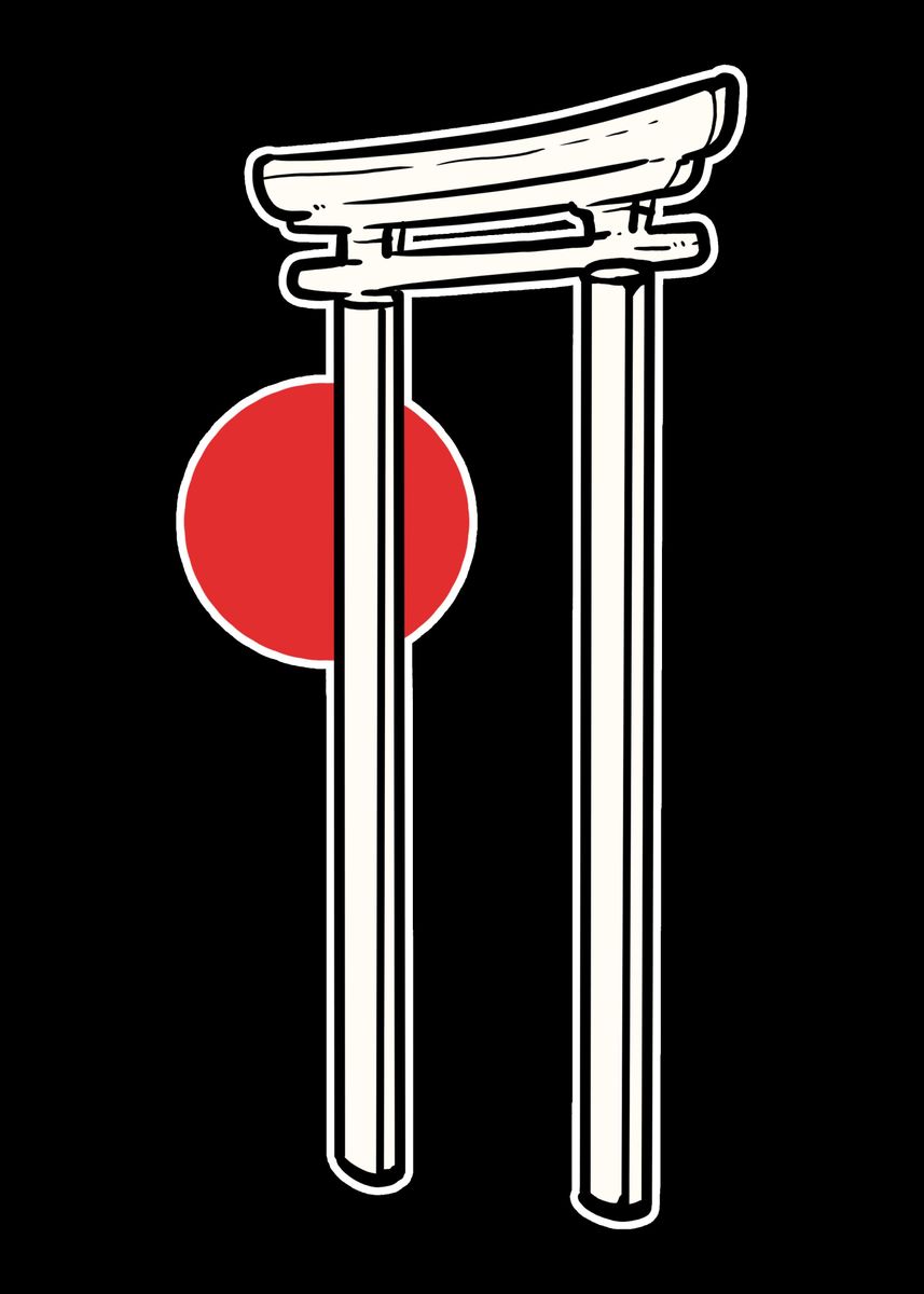 'Japan Flag Temple Spiritua' Poster, picture, metal print, paint by ...
