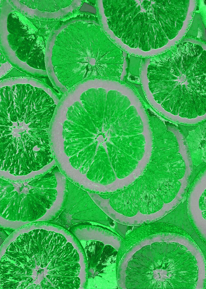 'Metallic Lemon Green Decor' Poster, picture, metal print, paint by ...
