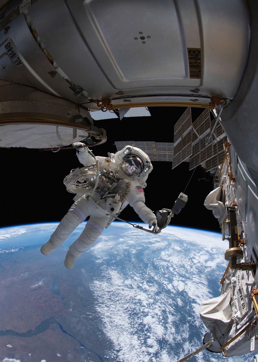 'Tethered Astronaut' Poster, picture, metal print, paint by NASA | Displate