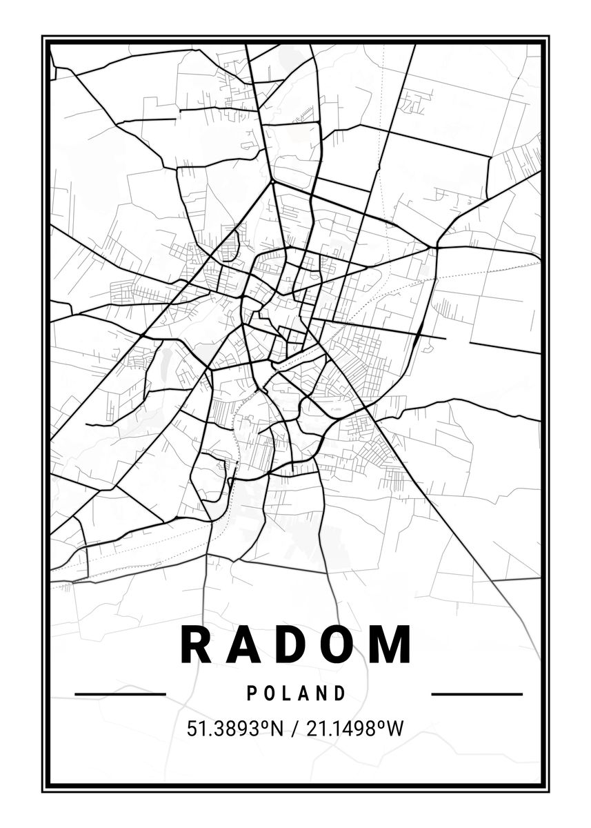 'Radom Light City Map' Poster by Tien Stencil | Displate