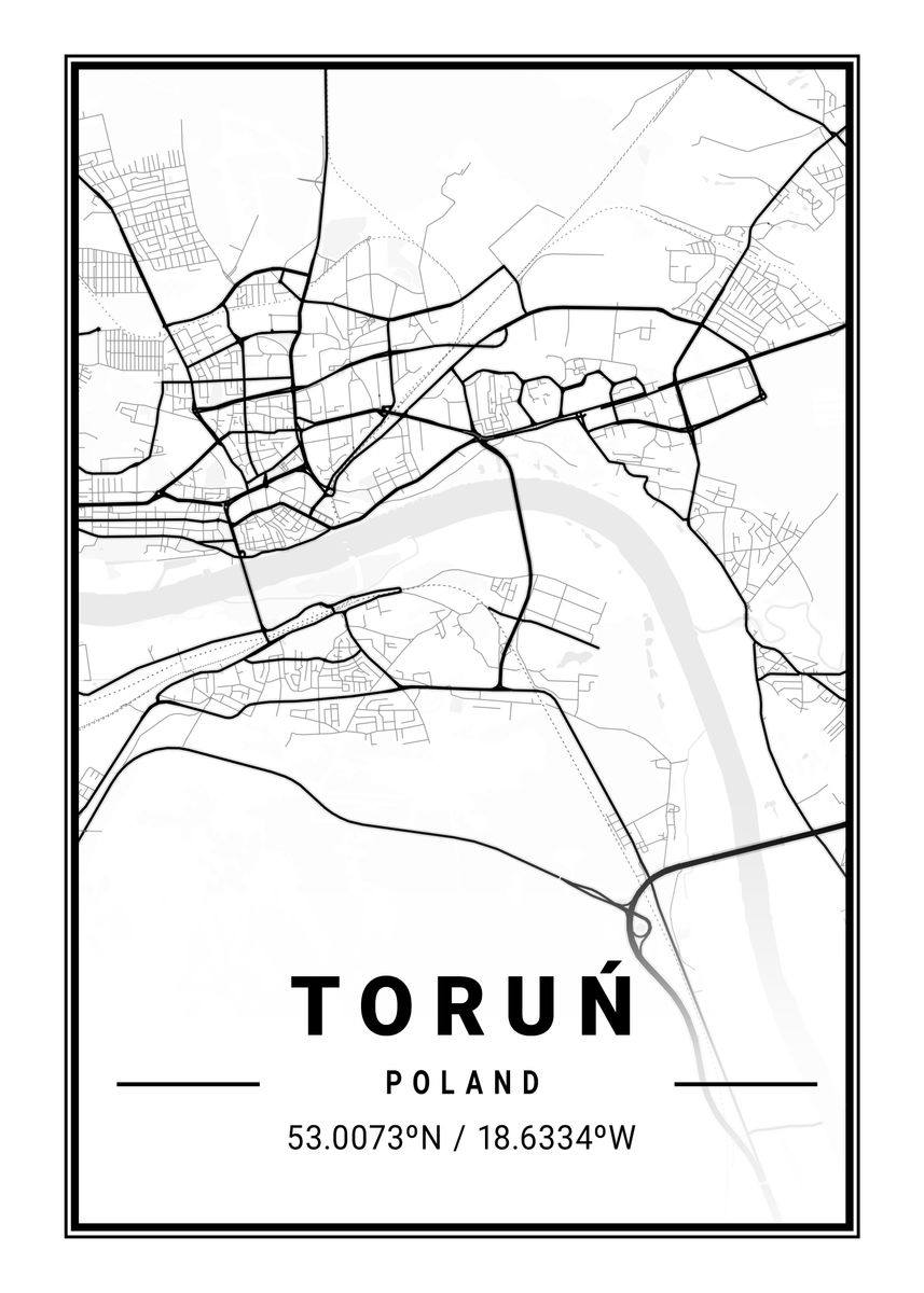 'Torun Light City Map' Poster, picture, metal print, paint by Tien ...