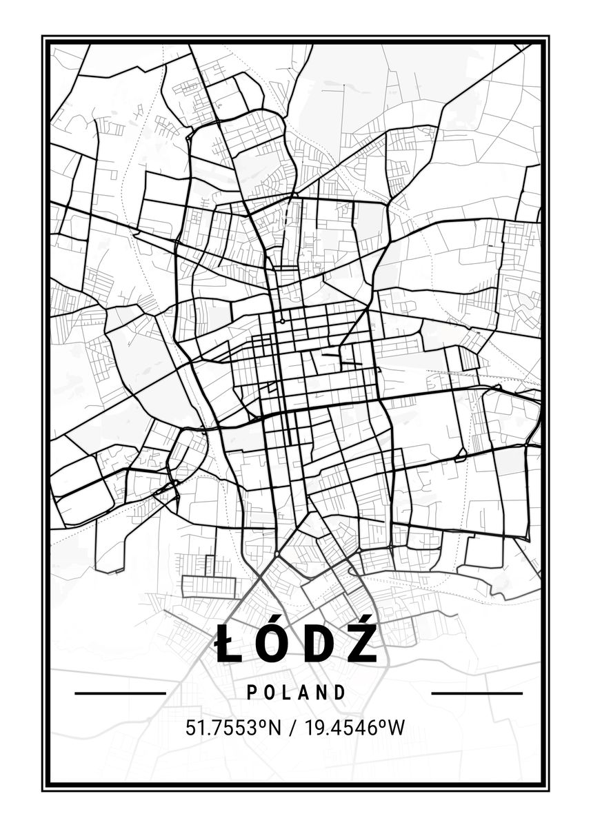 'Lodz Light City Map' Poster by Tien Stencil | Displate