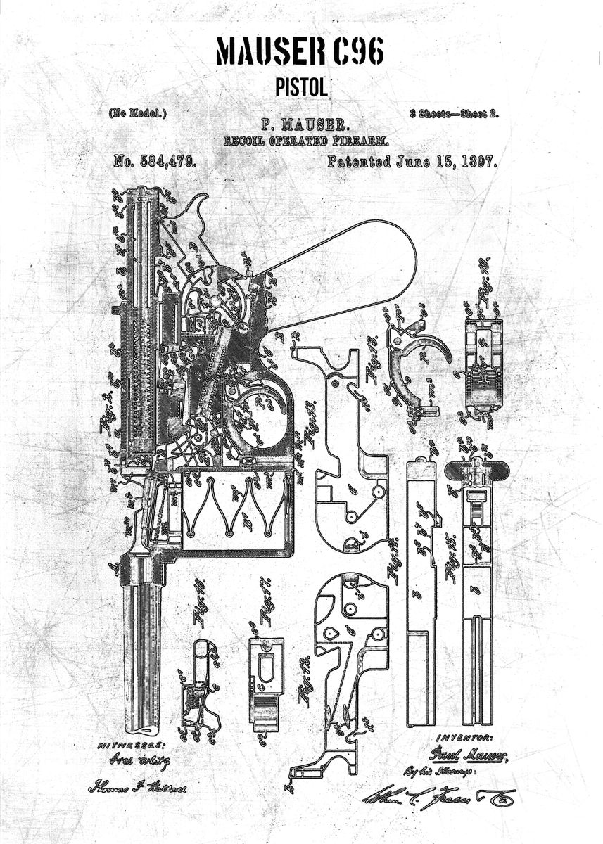 'mauser c96' Poster, picture, metal print, paint by MAXART DESIGN ...