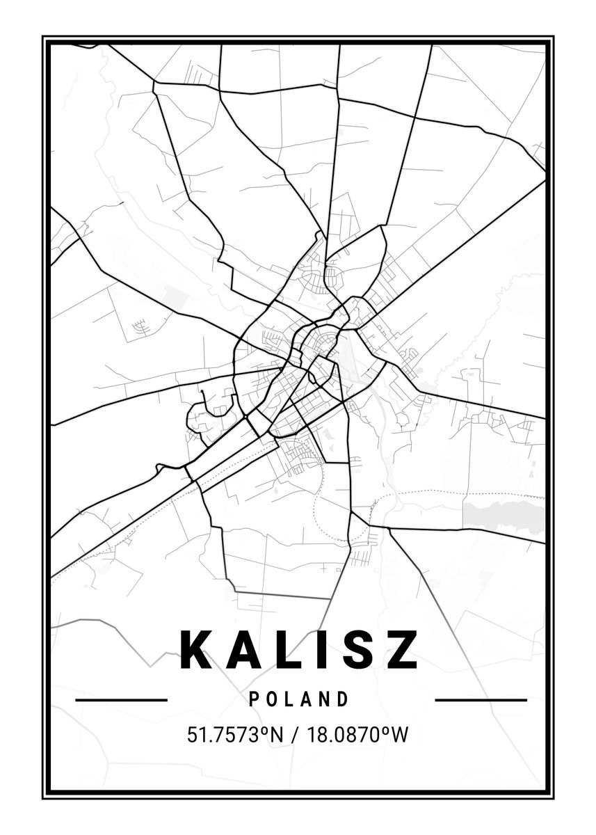 'Kalisz Light City Map' Poster, picture, metal print, paint by Tien ...