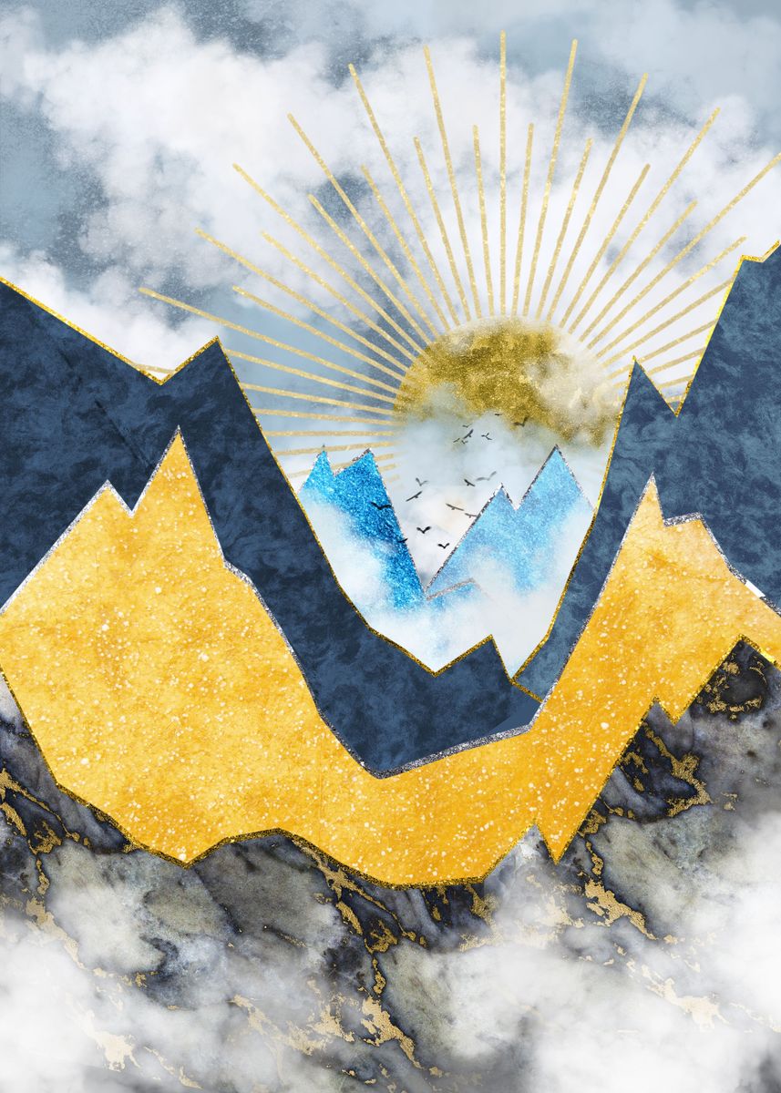 'Mountain sunrising' Poster, picture, metal print, paint by Jean C ...