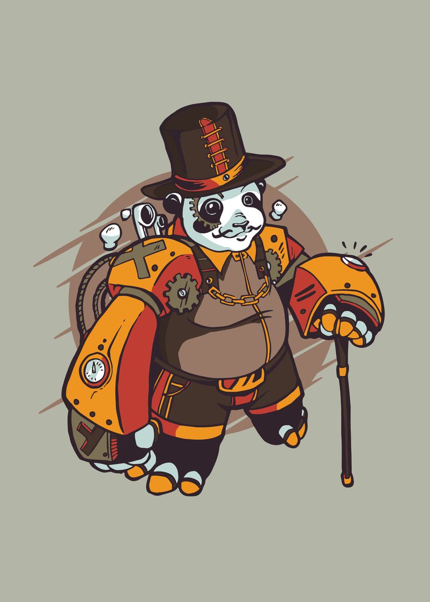 'Steampunk Panda' Poster, picture, metal print, paint by Color My Wall ...