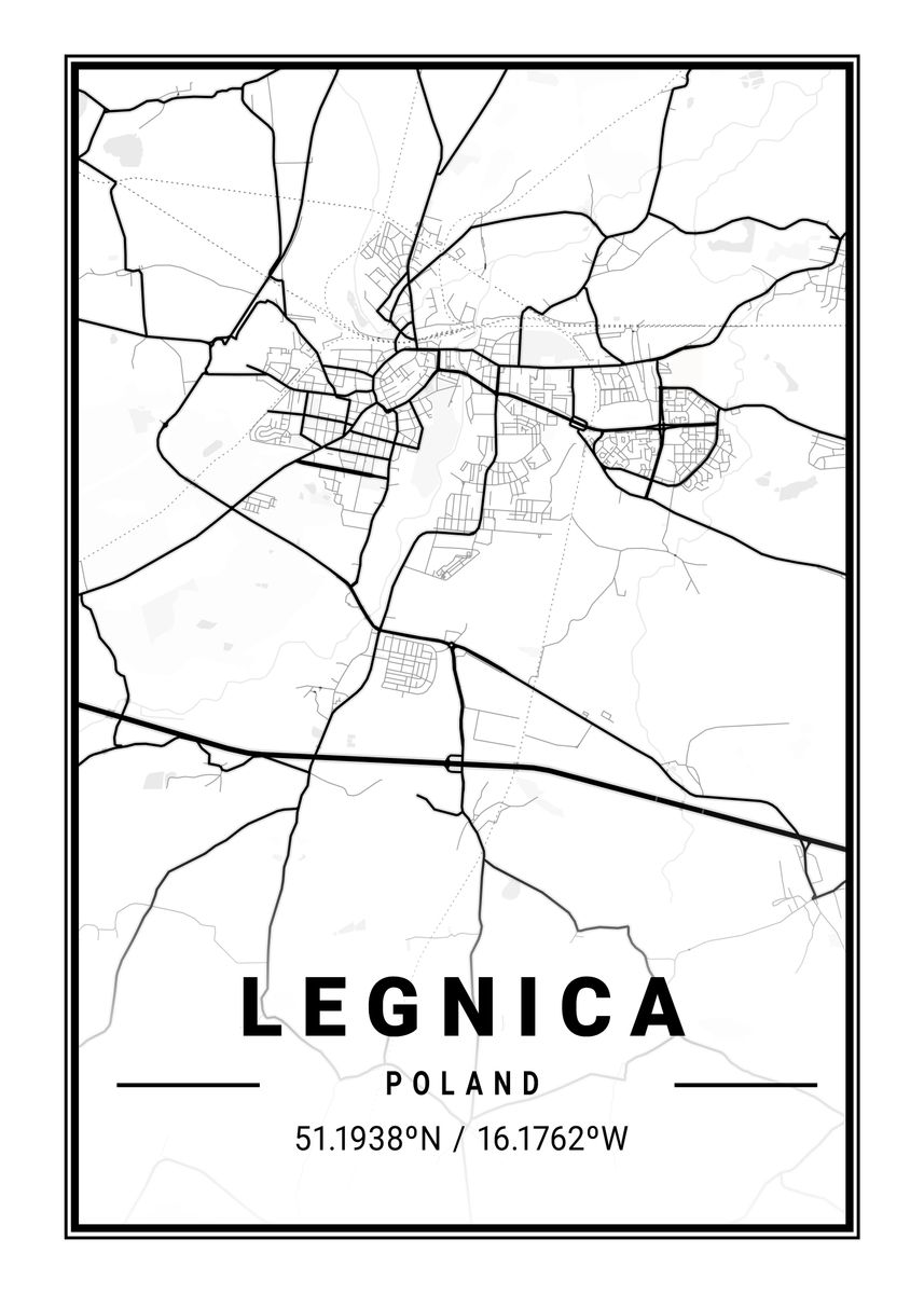 'Legnica Light City Map' Poster, picture, metal print, paint by Tien ...