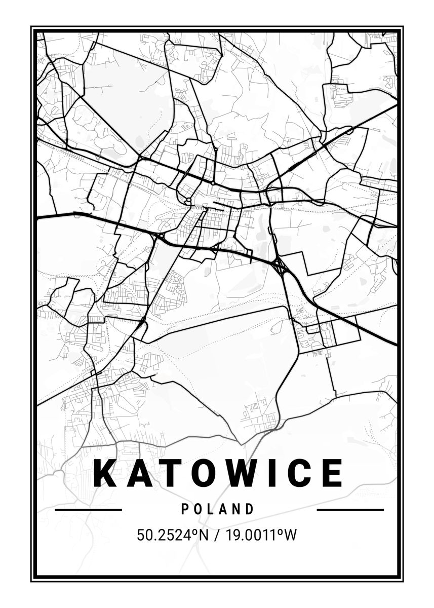 'Katowice Light City Map' Poster by Tien Stencil | Displate