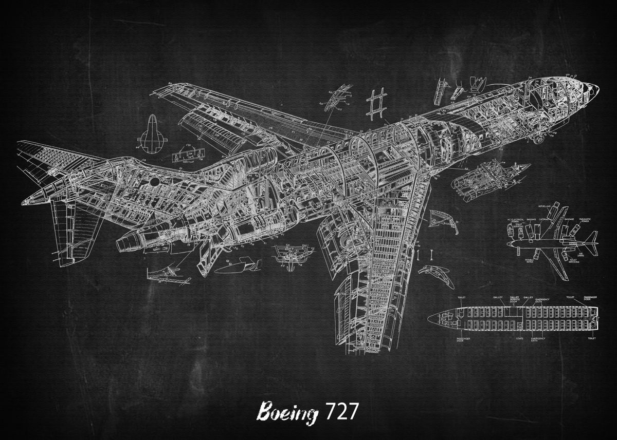 'Boeing 727' Poster by MICHAEL BRUNS PLATES | Displate