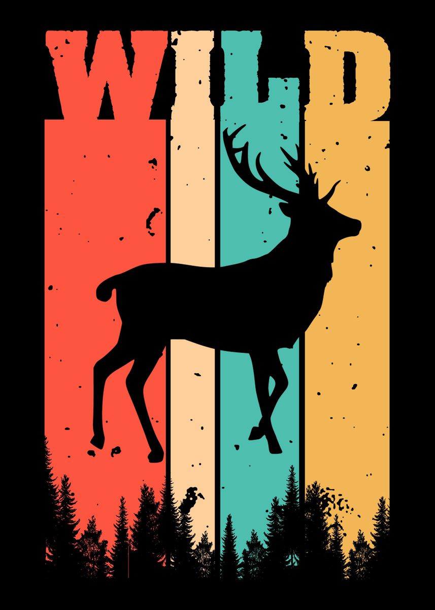 'Wild Deer' Poster, picture, metal print, paint by Cooldruck | Displate