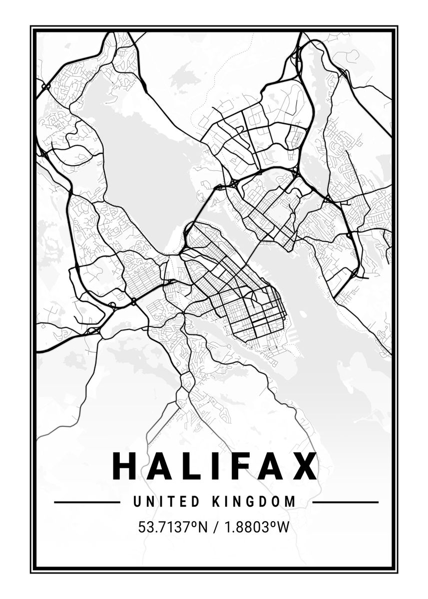 'Halifax Light City Map' Poster, picture, metal print, paint by Tien ...