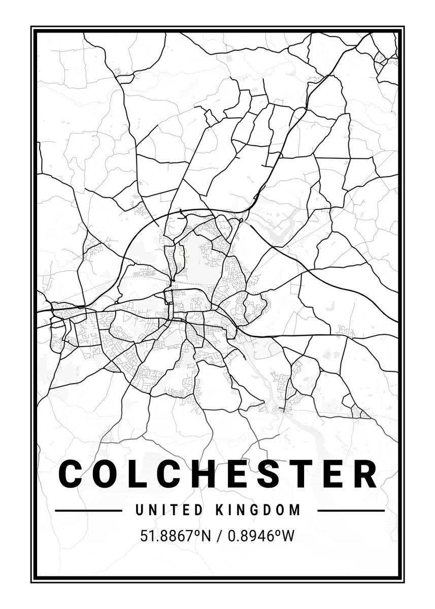 'Colchester Light City Map' Poster, picture, metal print, paint by Tien ...