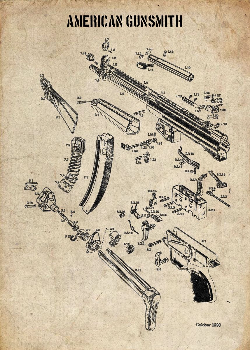 'AMERICAN GUNSMITH' Poster, picture, metal print, paint by MAXART ...