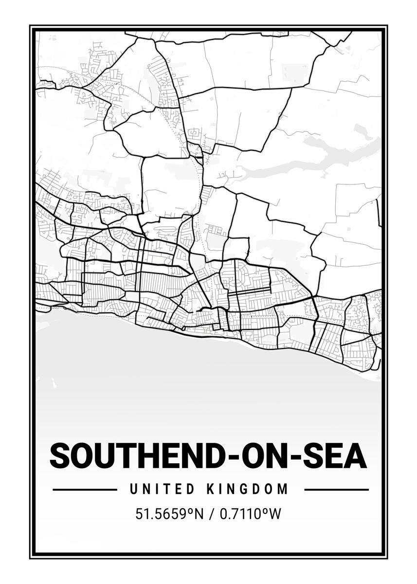 'Southend On Sea Light Map' Poster by Tien Stencil | Displate
