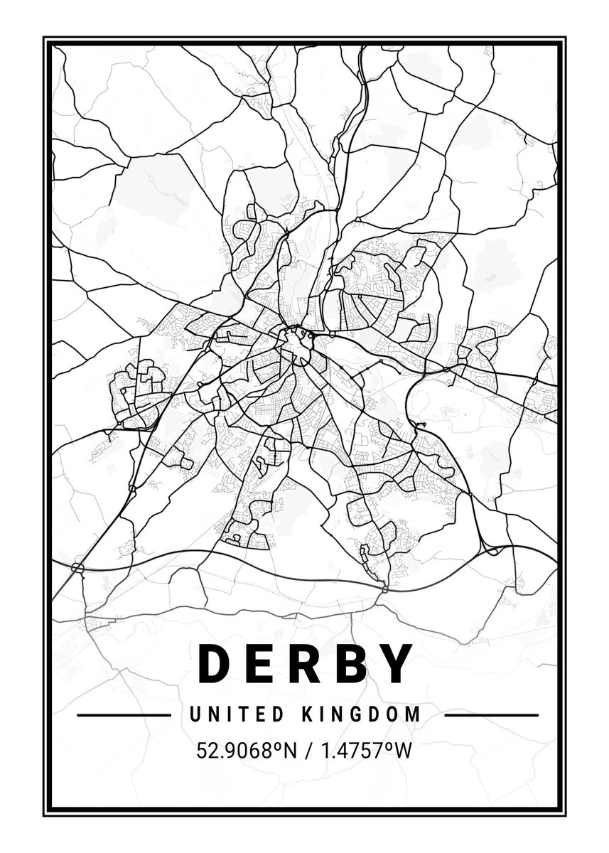 'Derby Light City Map' Poster by Tien Stencil | Displate