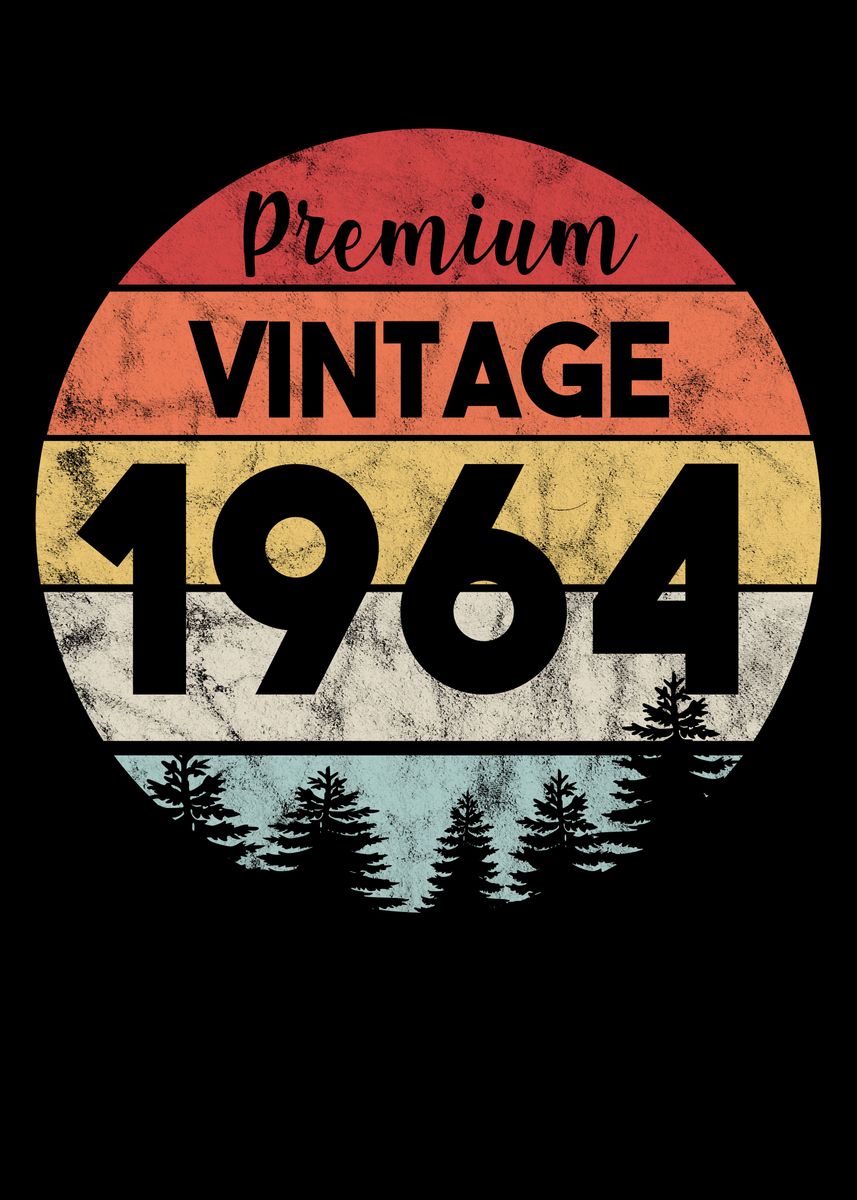 'Retro 1964 Birthday Gift' Poster, picture, metal print, paint by ...