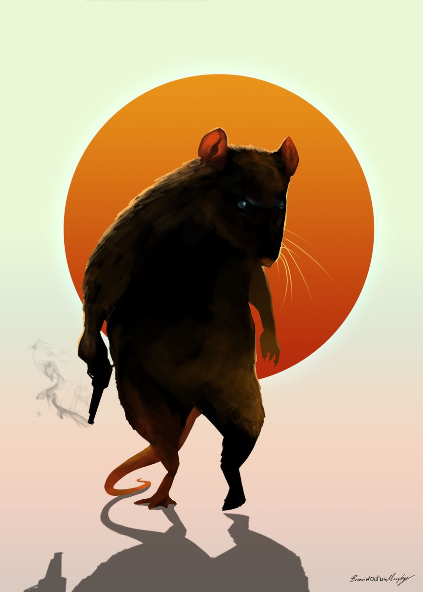 'Gunslinger Rat' Poster, picture, metal print, paint by wootusart ...