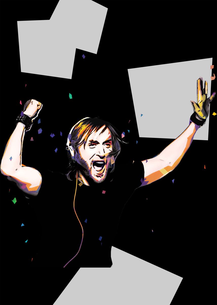 'David Guetta' Poster, picture, metal print, paint by MDA STUDIO | Displate