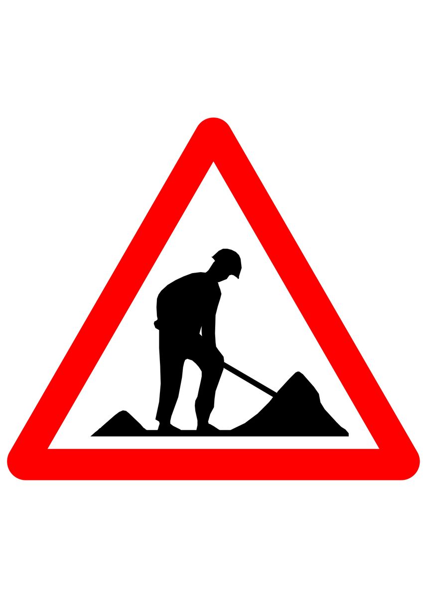 'Macau Road Sign Road Work' Poster, picture, metal print, paint by ...