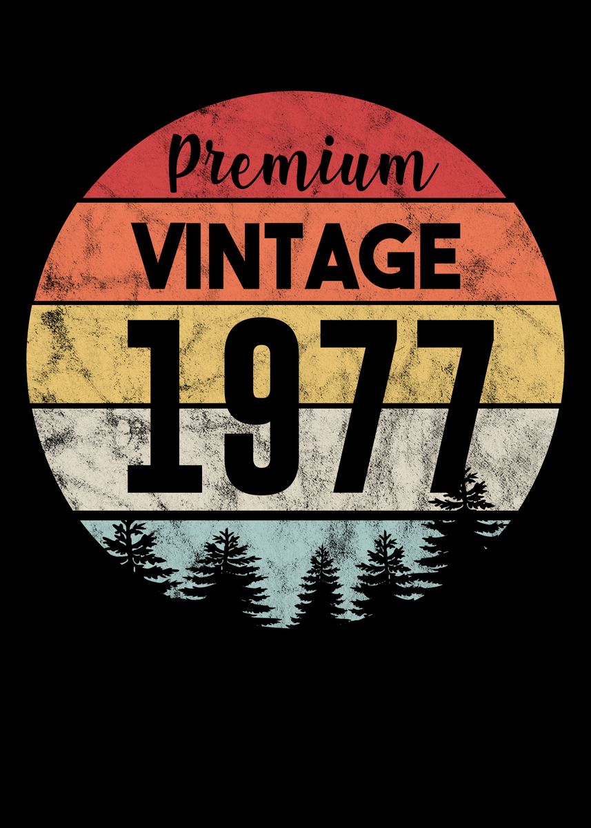 'Retro 1977 Birthday Gift' Poster, picture, metal print, paint by ...