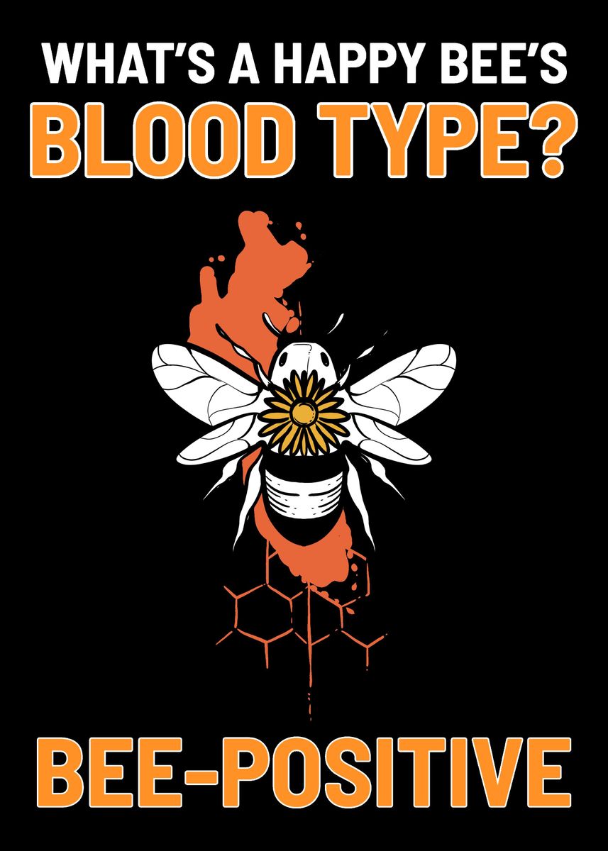 'Bee Positive Funny Nature ' Poster, picture, metal print, paint by ...