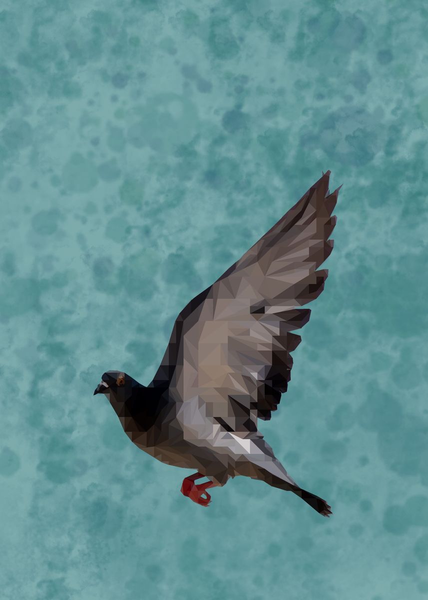 'Polygon Pigeon' Poster, picture, metal print, paint by Evy Reinink ...