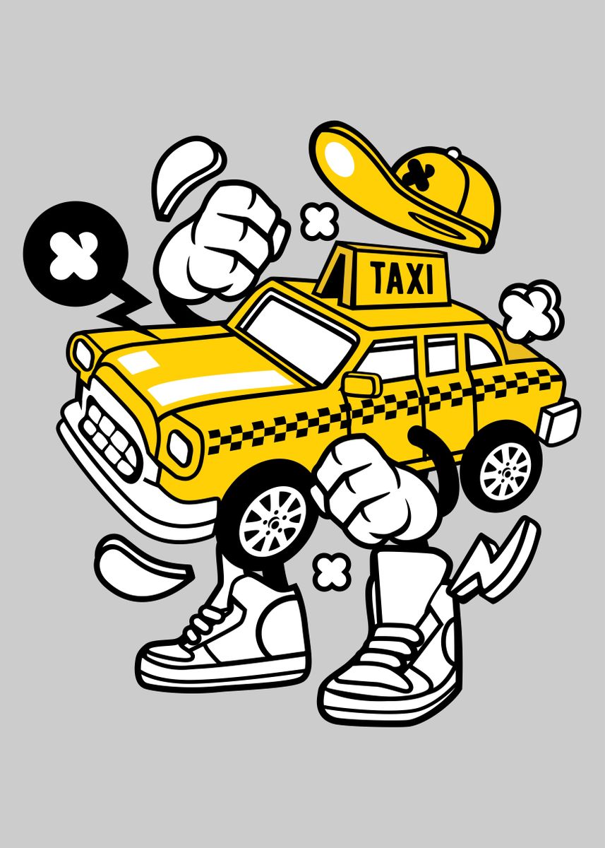 'Cartoon Taxi ' Poster by Chris Simmons | Displate