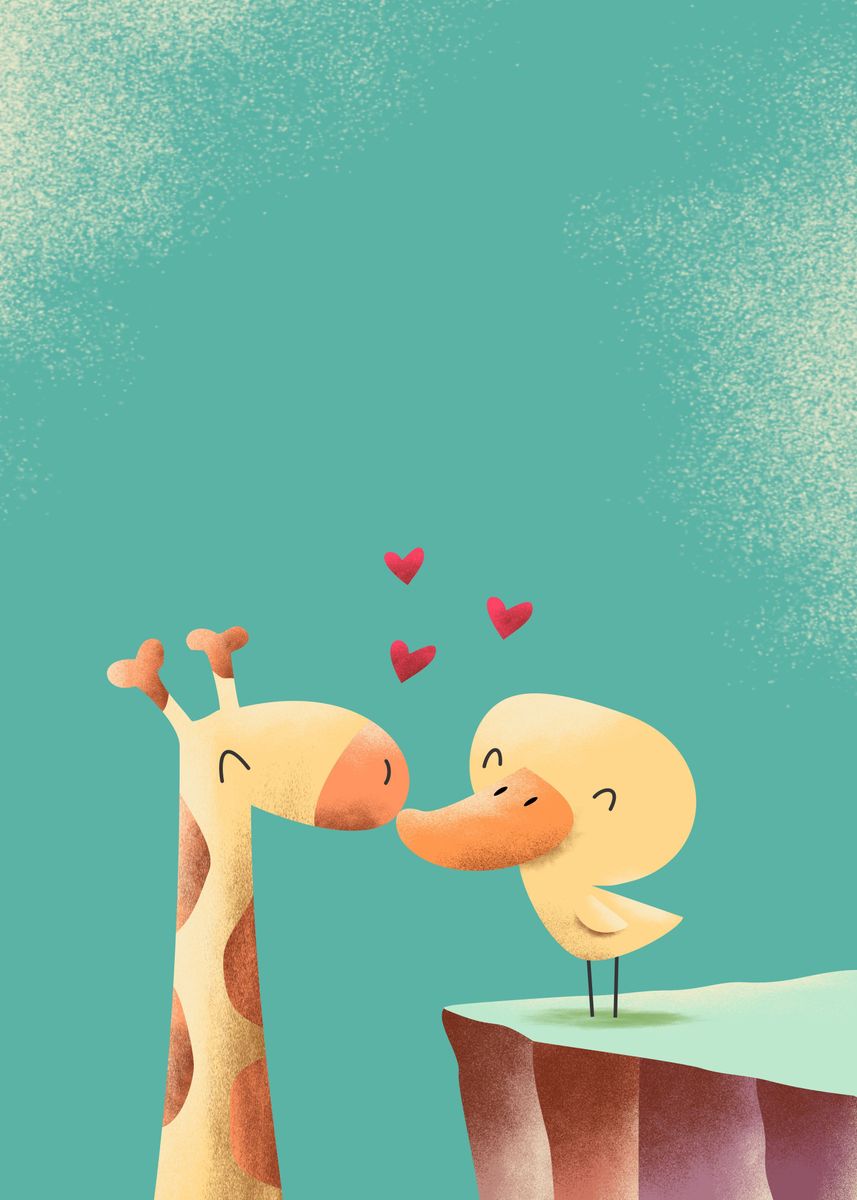 'Giraffe and Duck' Poster, picture, metal print, paint by Artsigma ...