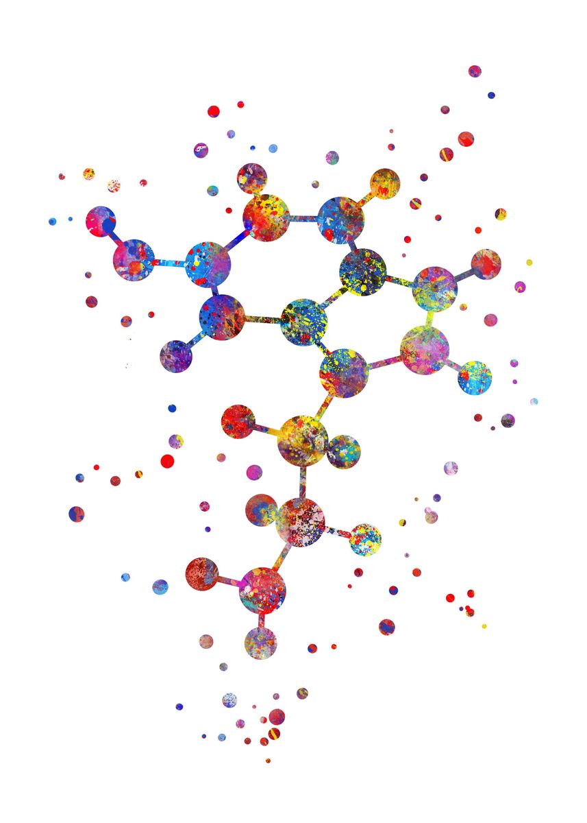 'Serotonin molecule ' Poster, picture, metal print, paint by ...