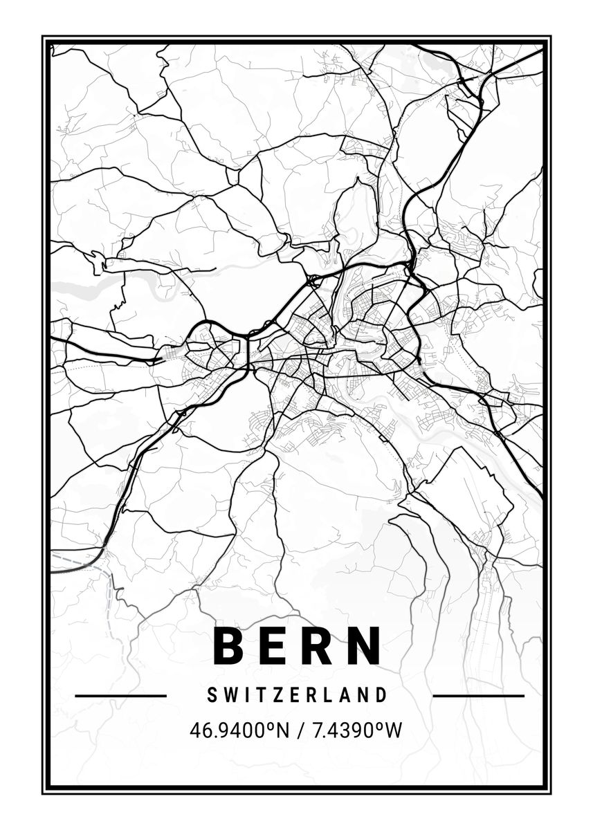 'Bern Light City Map' Poster by Tien Stencil | Displate